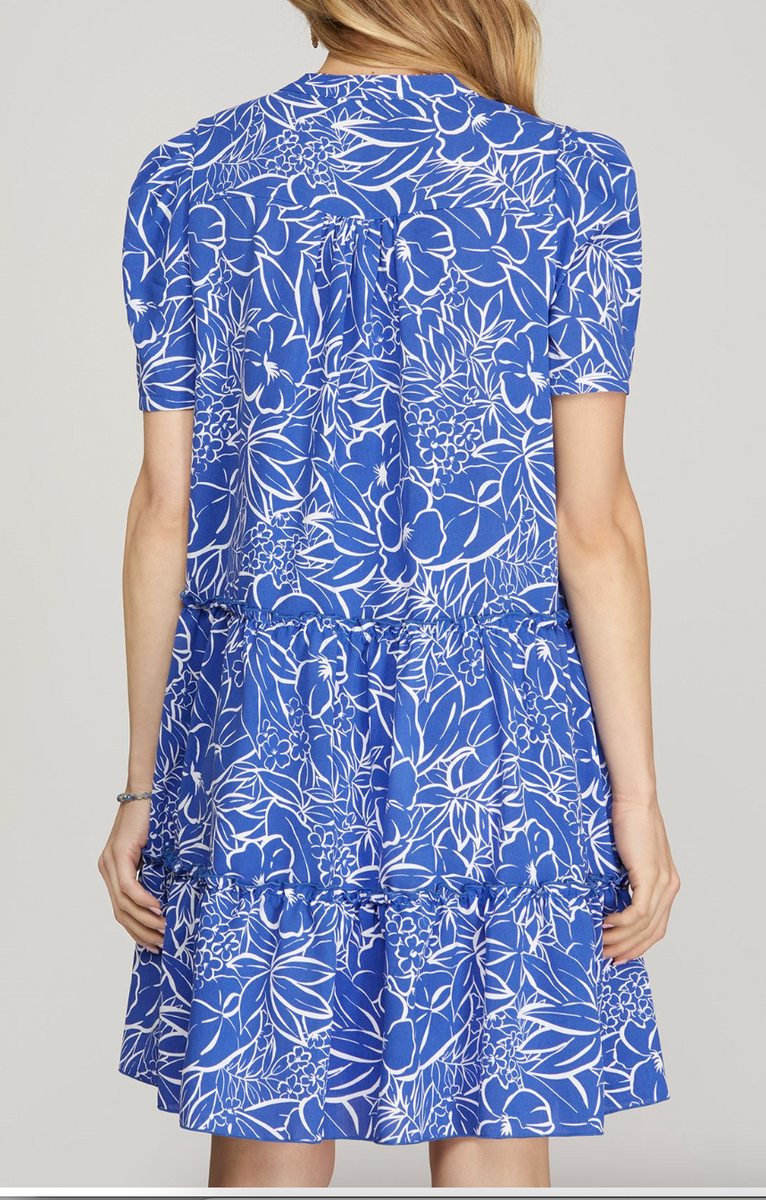 Royal Blue Pattern Layer Dress – Fashion Cupcake